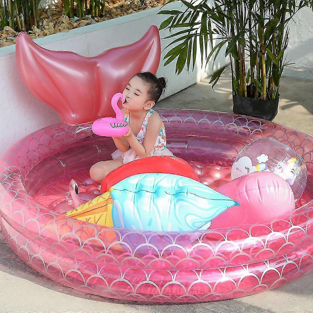 Inflatable Cute Mermaid Pools, Backyard Round Swimming Pool, Raft ...
