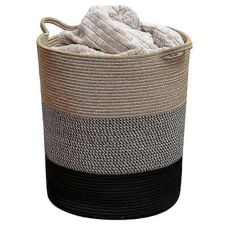 Laundry basket Woven storage basket Cotton rope clothes storage basket ...