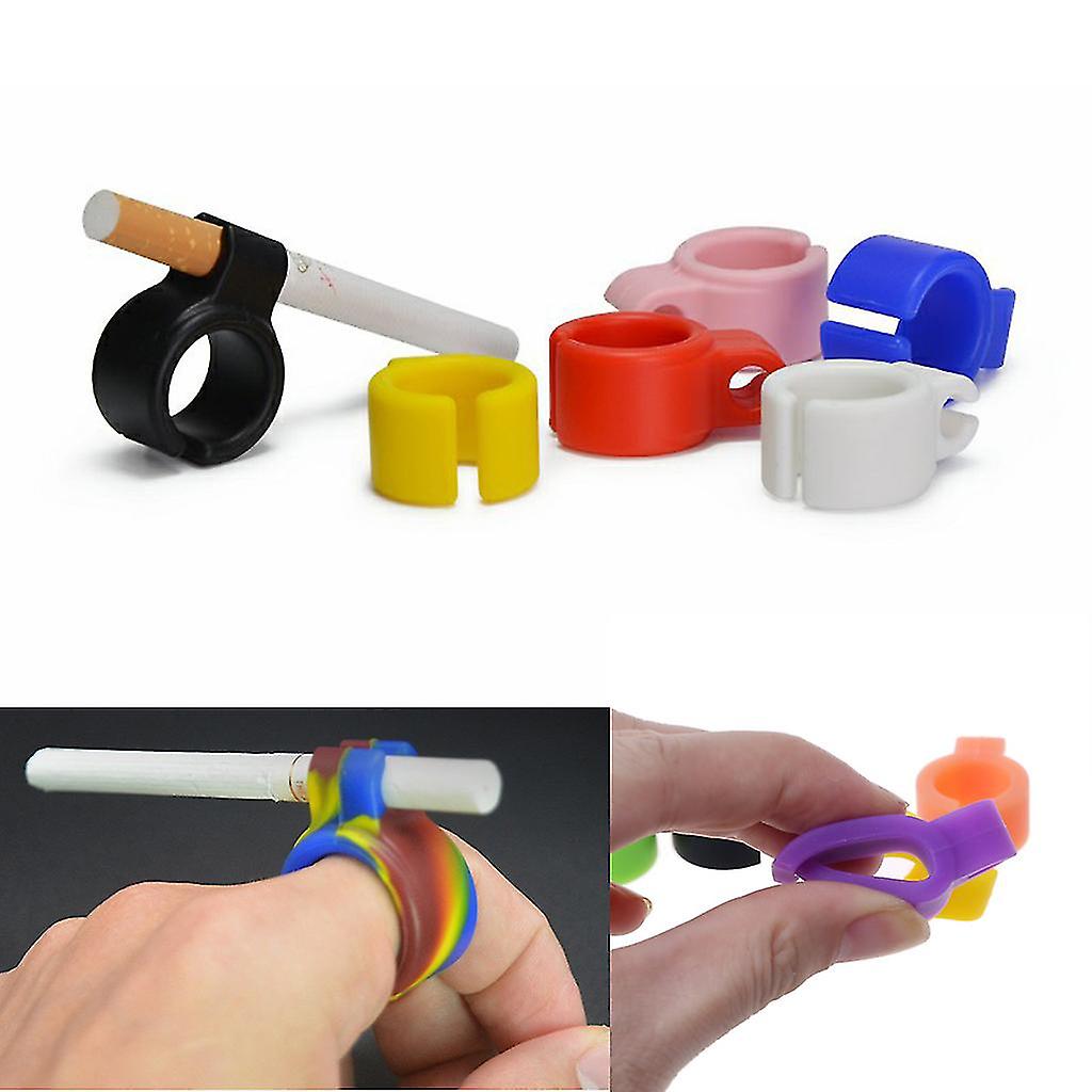 5 Pcs/set Silicone Cigarette Holder Ring Hands Free Cigarette Finger ...