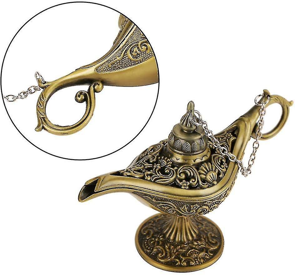 Metal Carved Aladdin Lamp Magic Vintage Home Tea Oil Pot Arabic Art Craft Gift Rare Retro Legend ...