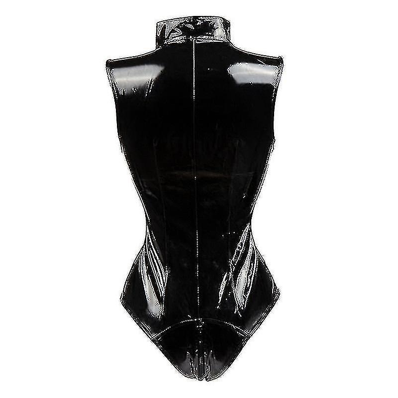 Red Black Pvc Bodysuit Zipper Latex Catsuit Gothic Faux Leather ...
