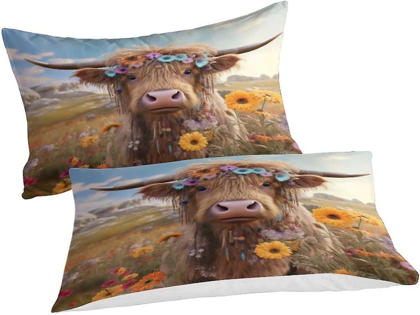 EKENOZ Highland Cow Duvet Cover Set 3 Piece SetEasy Care And Super Soft ...