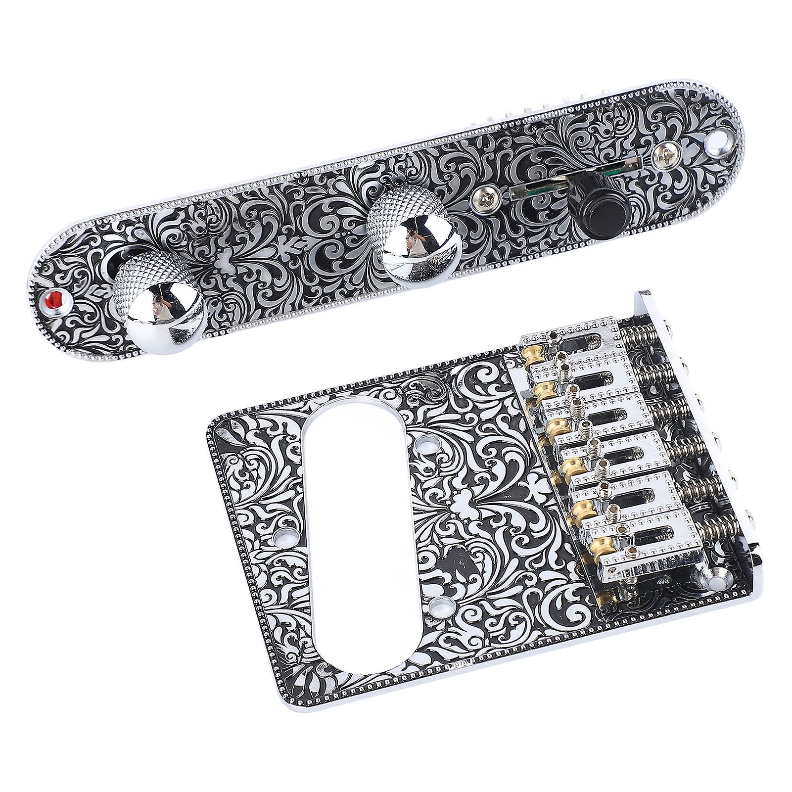 Engraved Electric Guitar Bridge Volume Control Plate Set Guitar Bridge ...