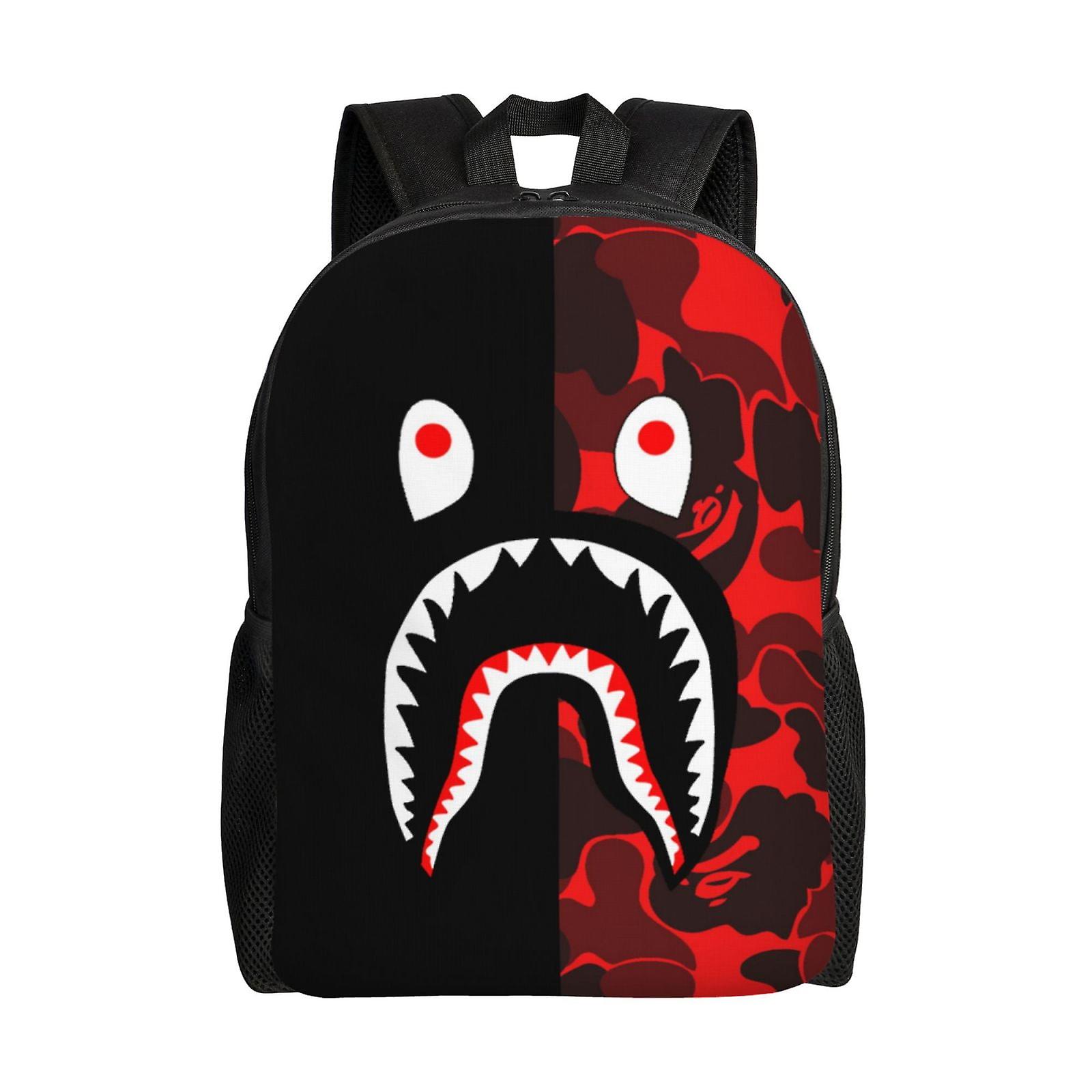 Unisex Bape Shark Camo Backpacks School Bag Bookbag Casual Daypack ...