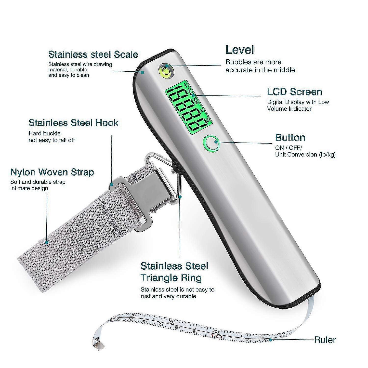 Digital Luggage Scale, Travel Weight Scale, Hanging Baggage Scale ...