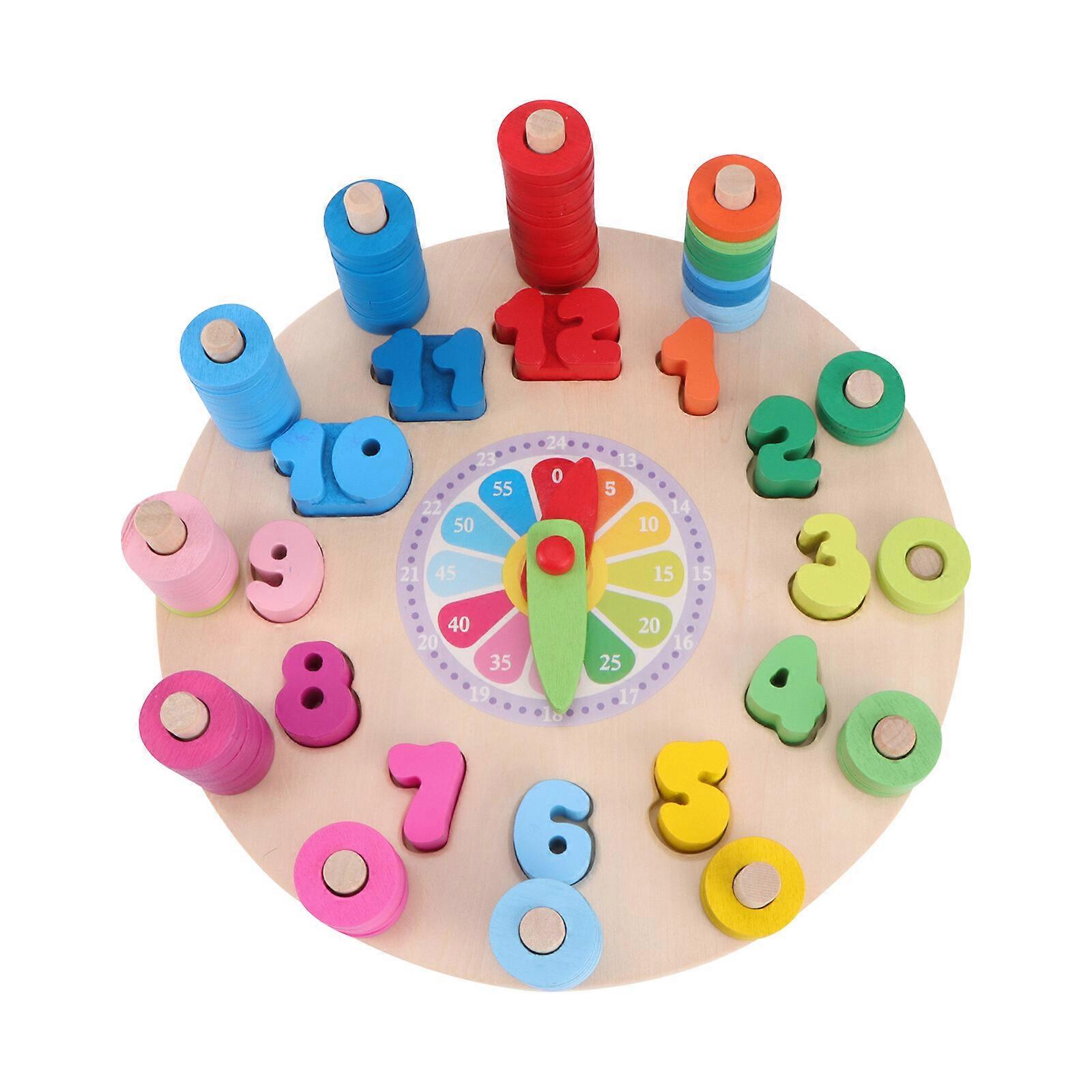 Wood Toys Educational Toy Clock Time 1-12 Numbers Toy Clock Early ...