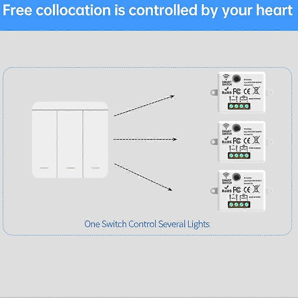 3PCS Wireless Light Wall Switch RF 433Mhz Relay Receiver with 2x 3Gang ...