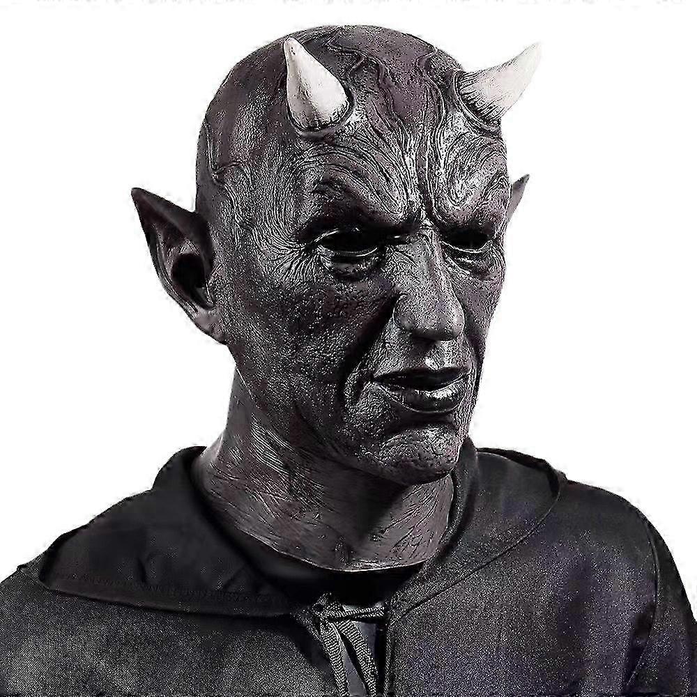 2024 Halloween Horror Demon Mask Scary Horn Devil Full Head Latex Masks ...