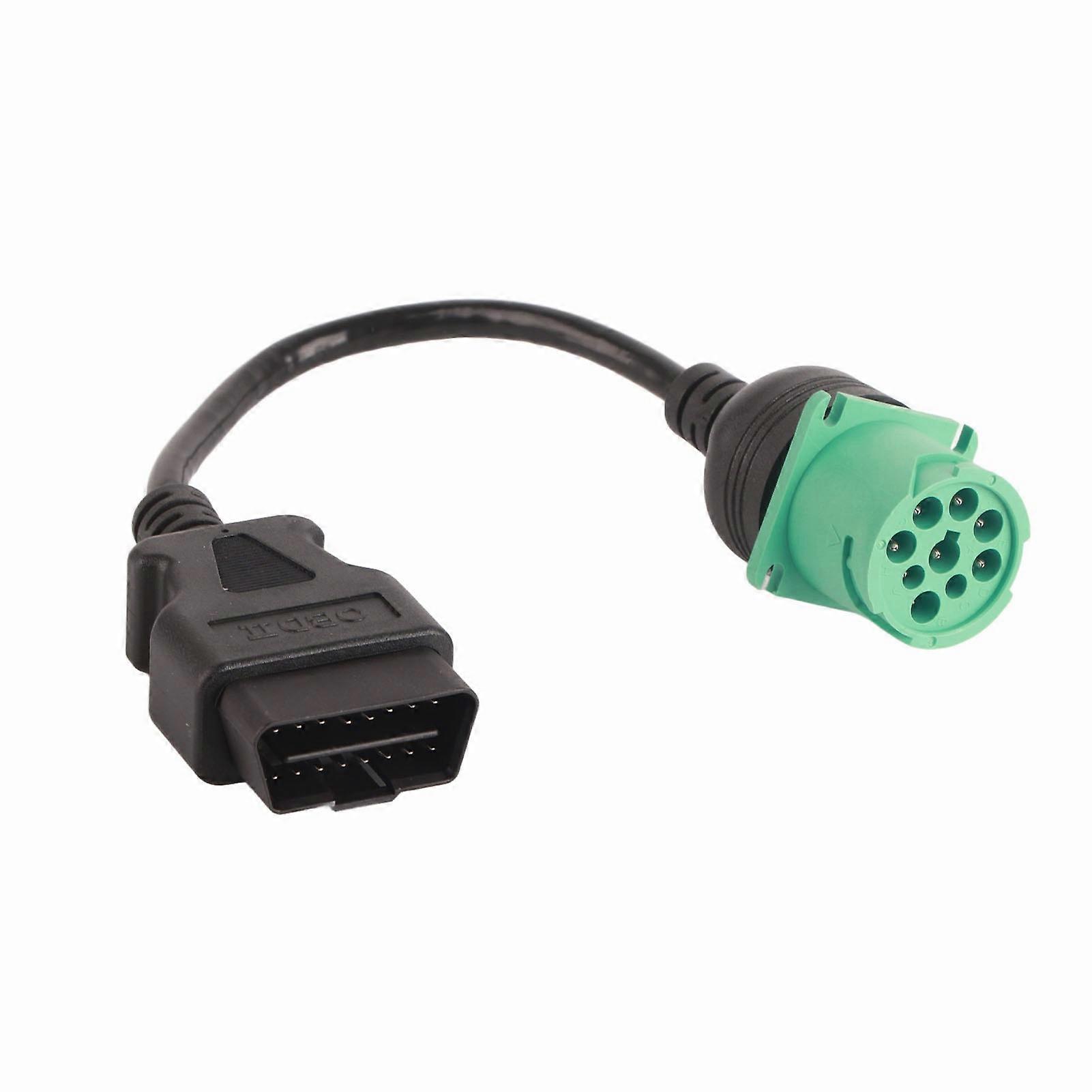 9 Pin Male Head to 16 Pin OBD2 Truck Diagnostic Scanner Cable Adapter ...