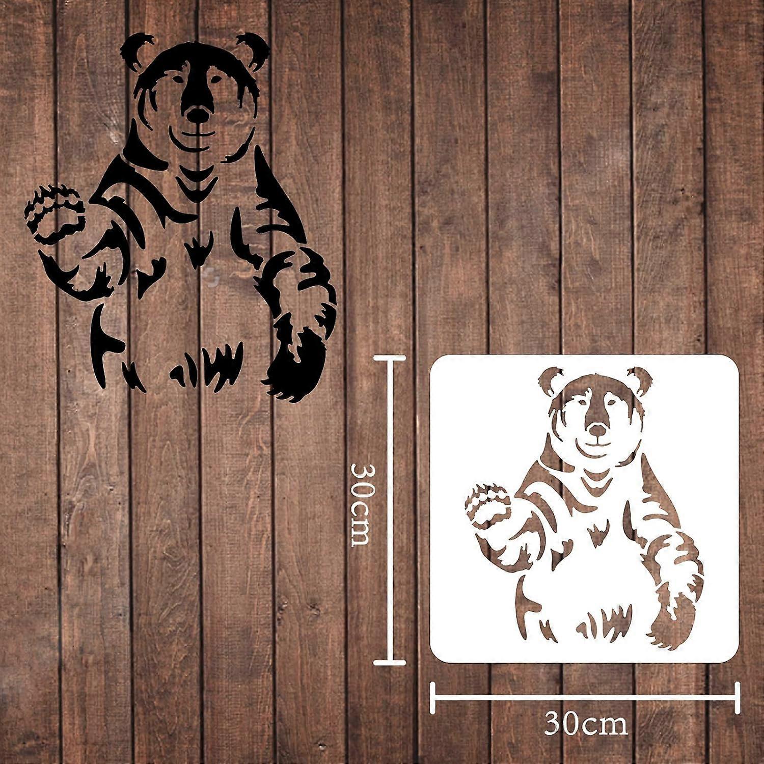 Bear Stencils Wall Decoration Template 11.8x11.8 inch Plastic Bear Drawing Painting Stencils ...