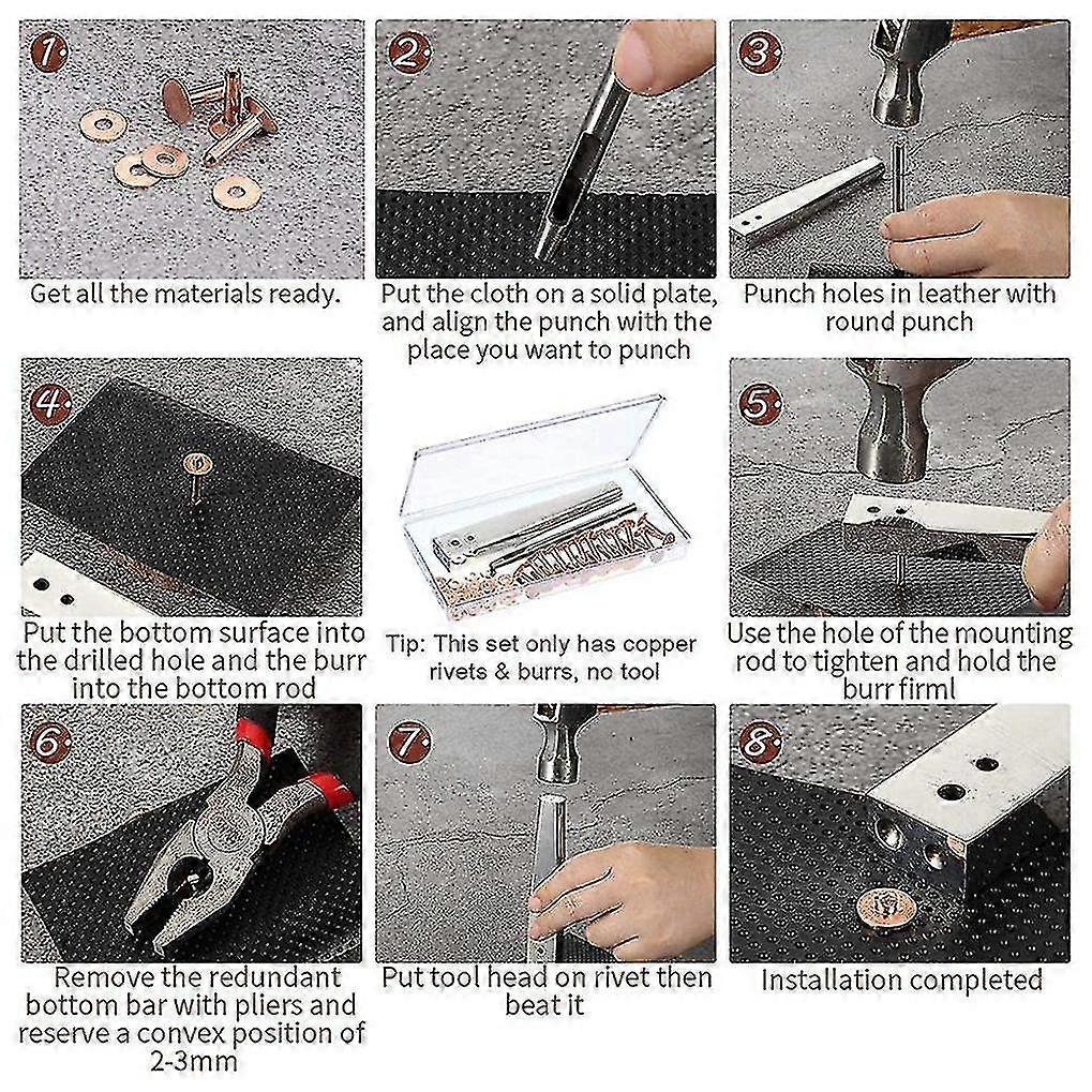 50 Sets Of Copper Rivets And Burrs,leather Belt Wallets, Leather Copper ...