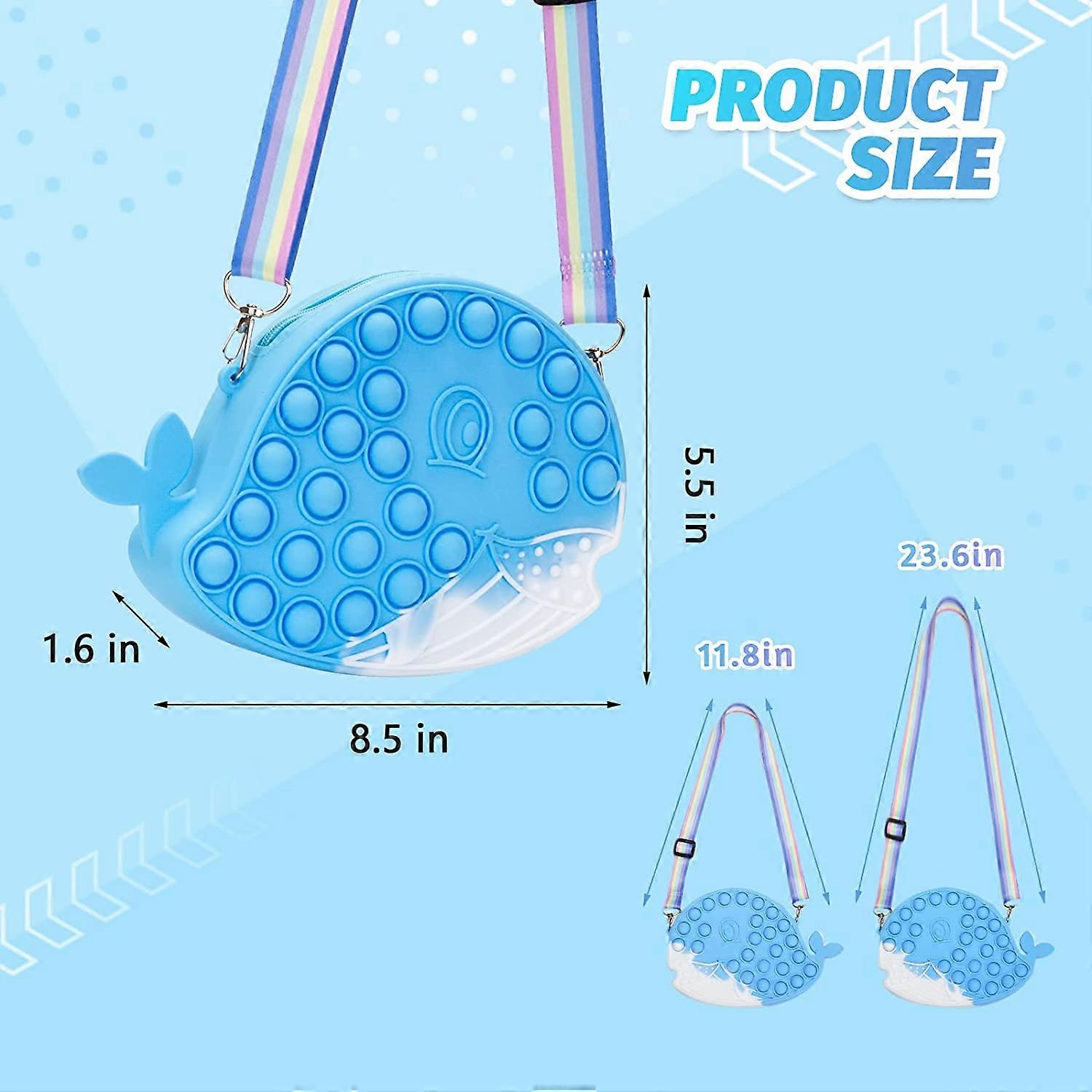 Fish Pop Purse Crossbody Bag for Girls Fidget Toys Pop Purse Whale Pop ...