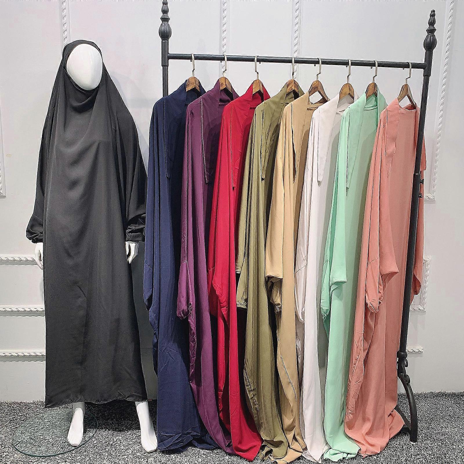 Women Muslim Dress Ramadan One Piece Prayer Garment Hijab Abaya Dubai ...