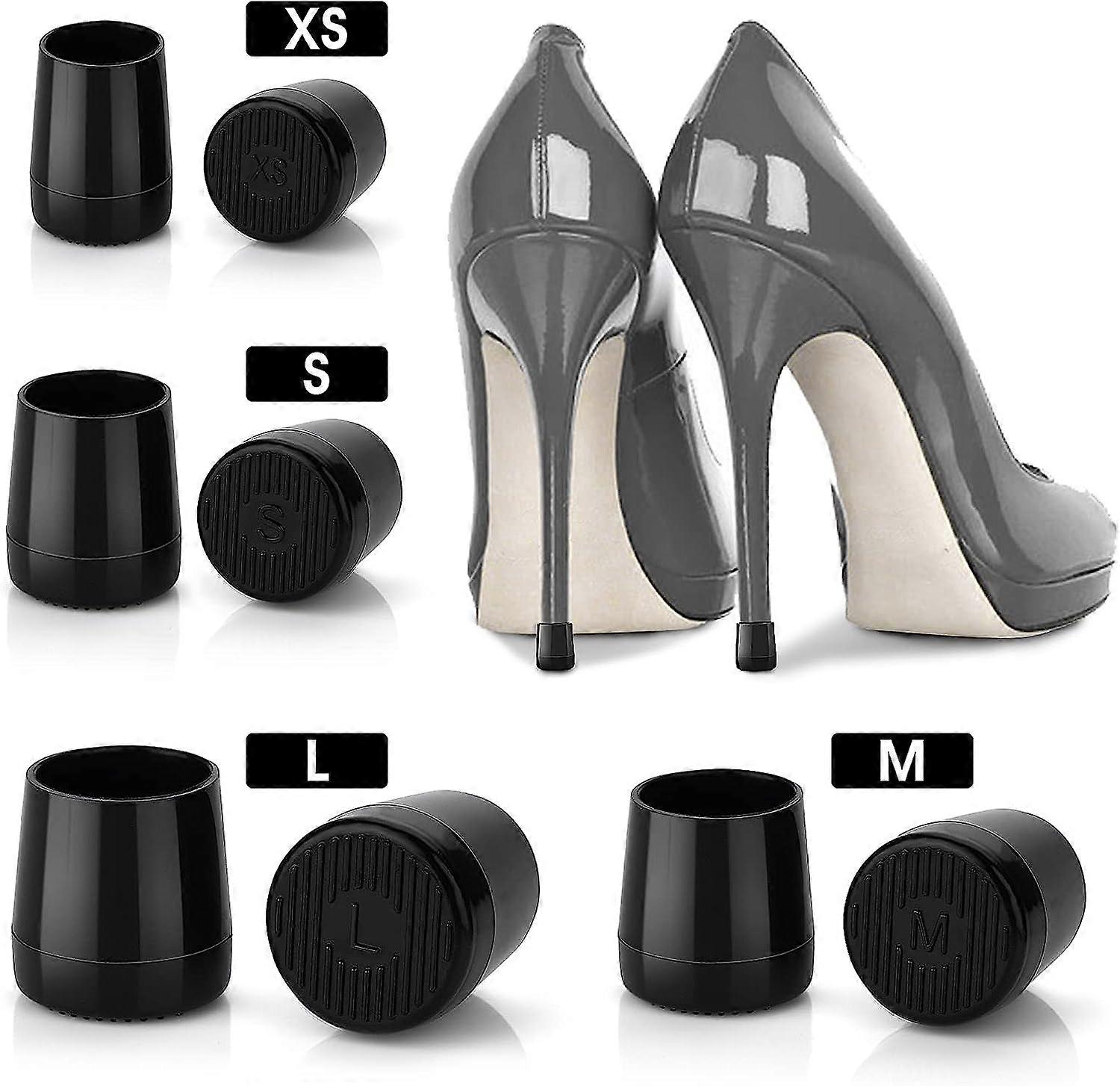 High Heel Protectors 8 Pairs Black Non-Slip Heel Plugs Protective ...