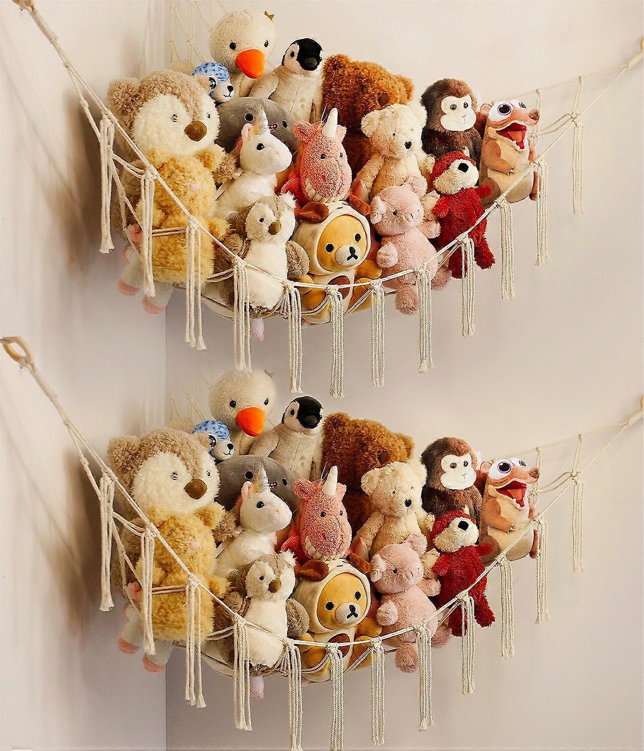 2 Pack Stuffed Animal Net or Hammock, Hanging Stuff Animal Organizer ...