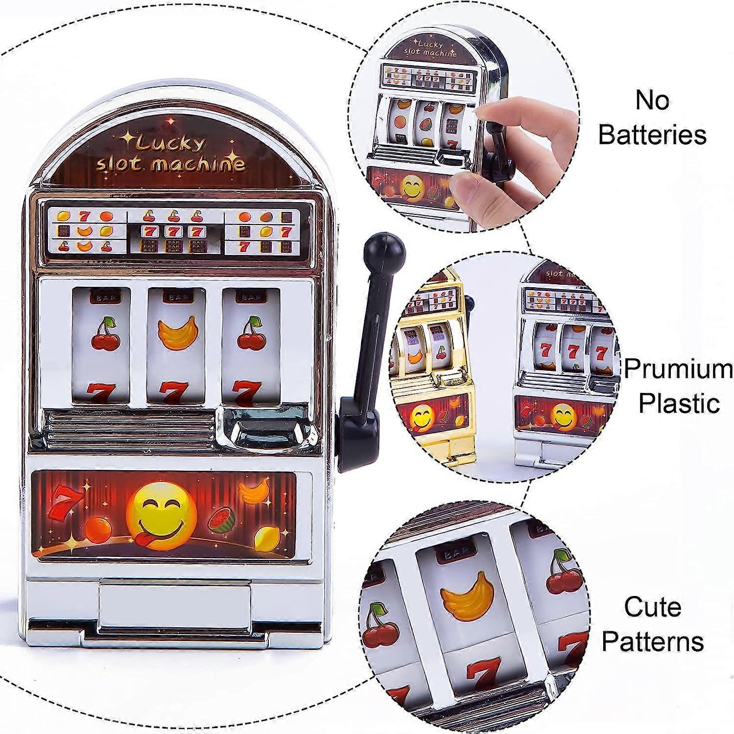Mini Slot Machine Toy, 2PCS Funny Toy Mini Lucky Slot Machine Bank for ...