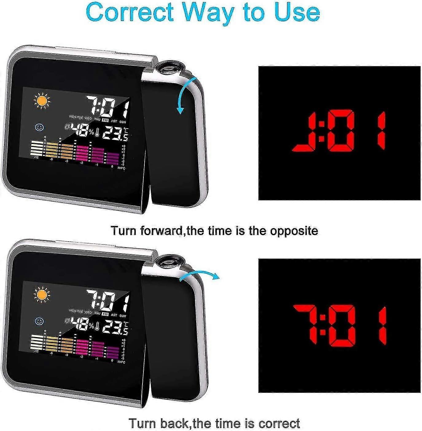 Projection Alarm Clock, Lcd Projection Digital Alarm Clock, Usb ...