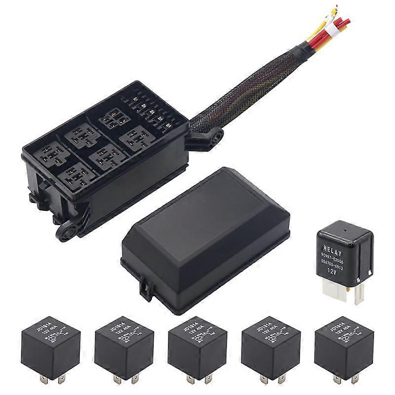 12V Relay Box 6 Slots Relay Block 6 Way Fuse Block with Relay Box and ...
