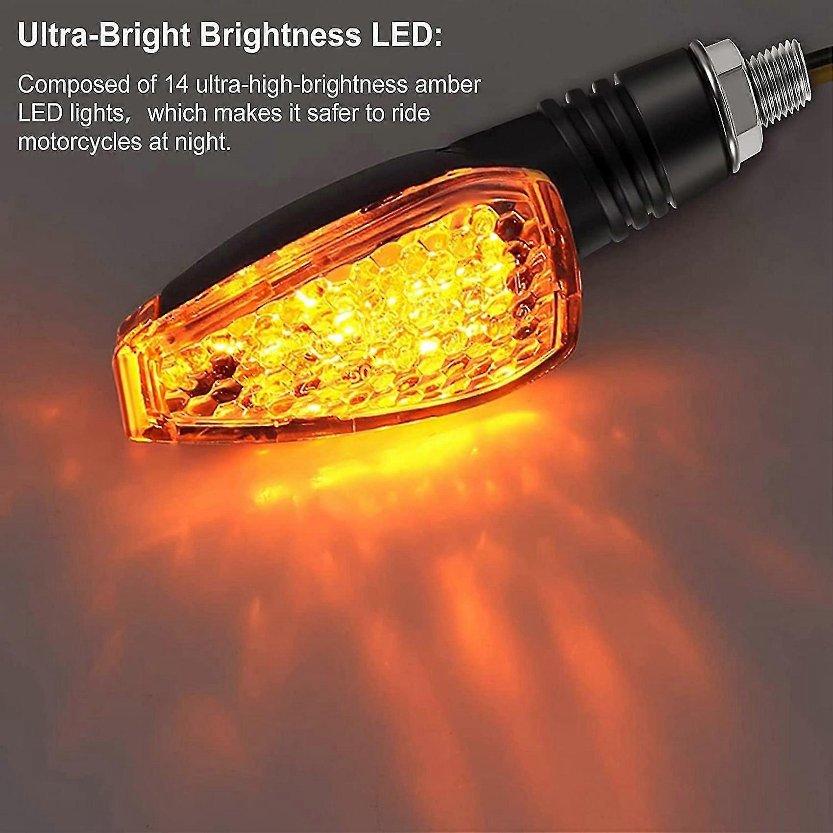 4 Pieces Motorcycle Indicators Turn Signal Lights 14 LED 12V Motorbike LED Indicator Blinker ...