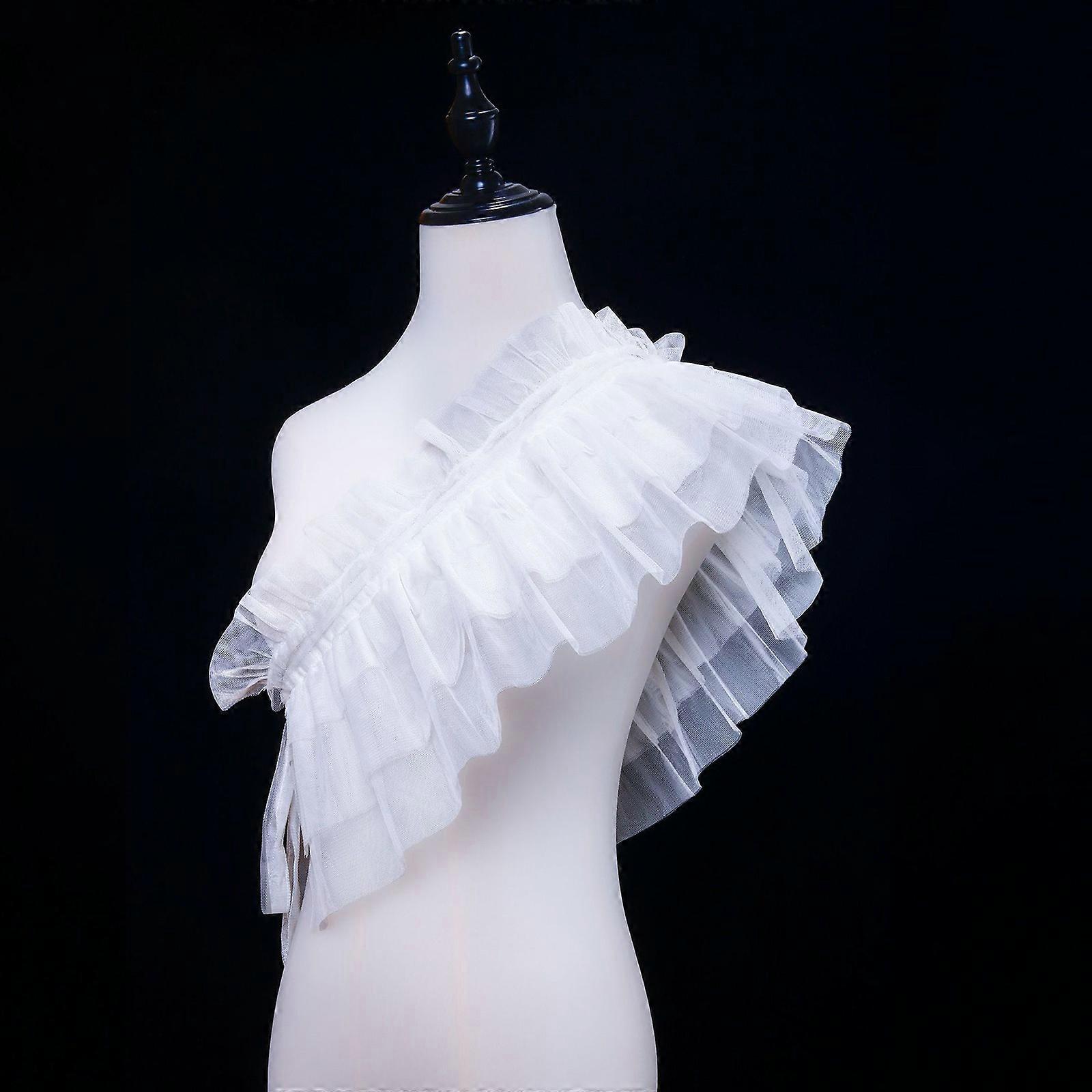 Women's Vintage Ruffled Mesh Shrug Shawl Japanese Anime False Collar ...