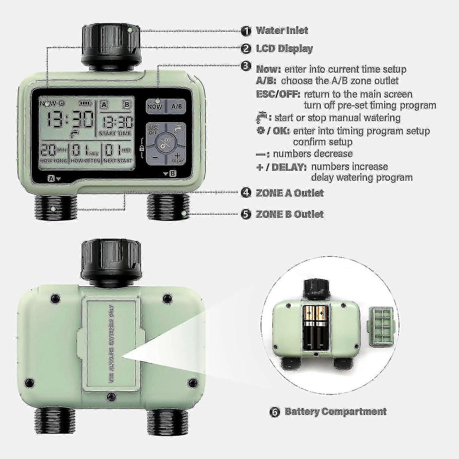 Sprinkler Timer, Programmable Water Timer Outdoor Garden Hose Timer ...