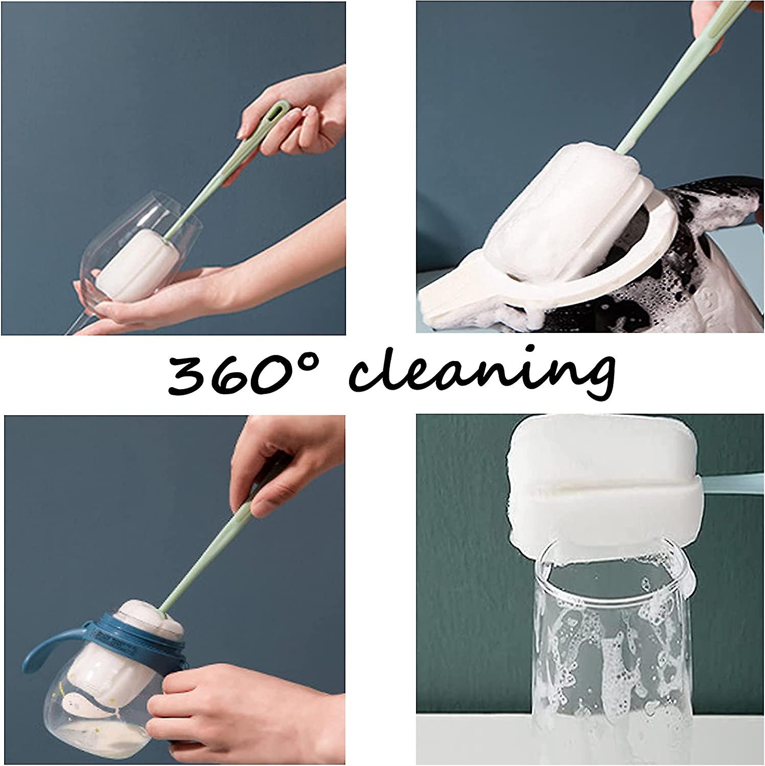 Pieces Sponge Cleaning Brush Glasses Brush Sponge With Handle Porous ...