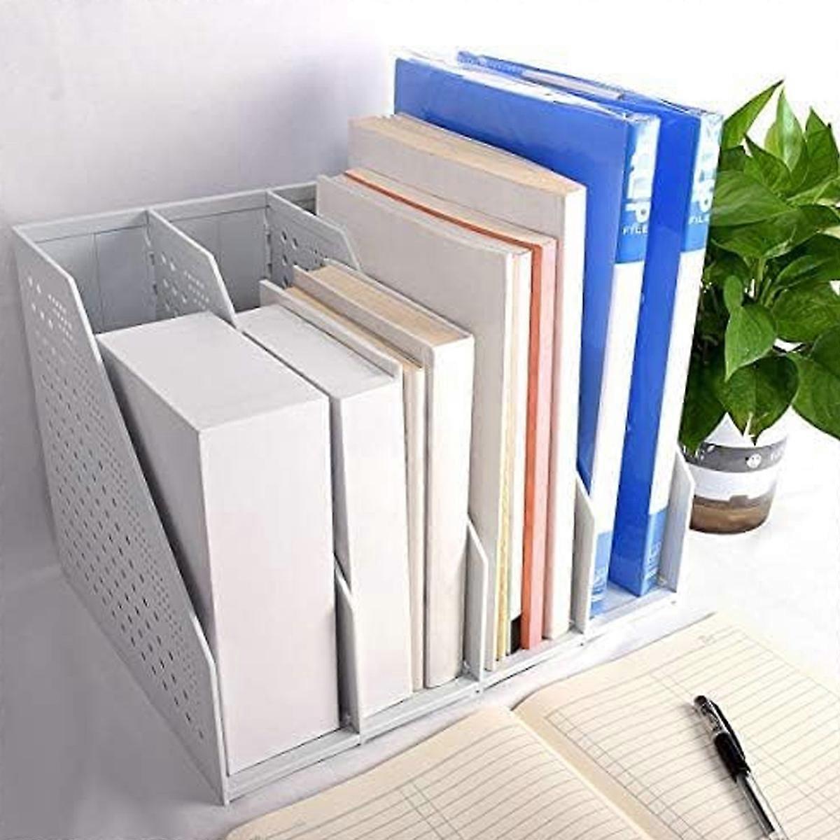 Folding Magazine Rack, Office Magazine Rack with 4 Compartments, Large ...