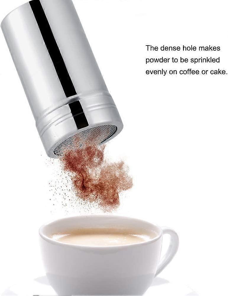 Stainless steel powdered sugar, cocoa wicker with lid chocolate stray ...