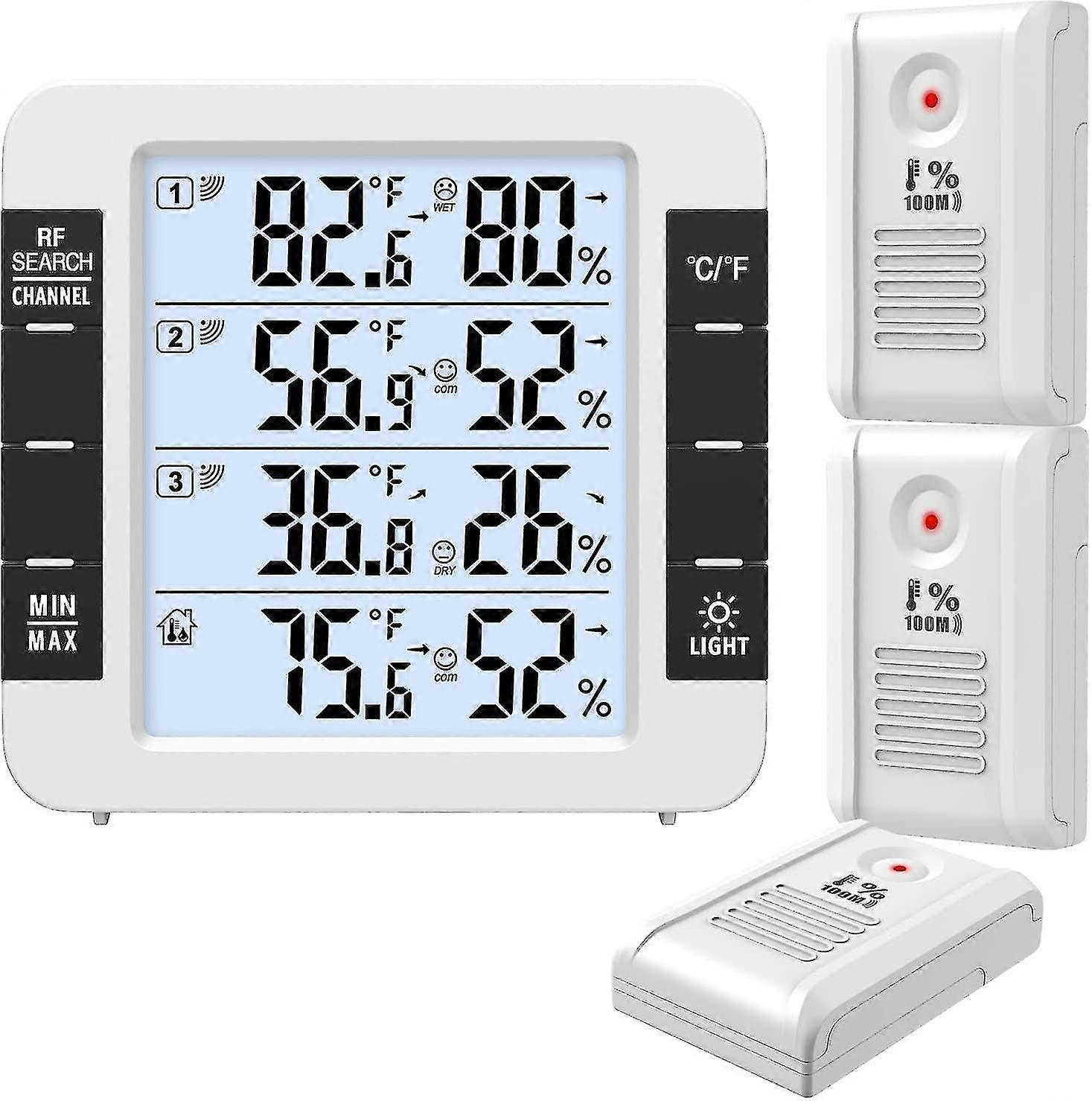 Indoor Outdoor Thermometer, Connected Thermometer With 3 Wireless ...