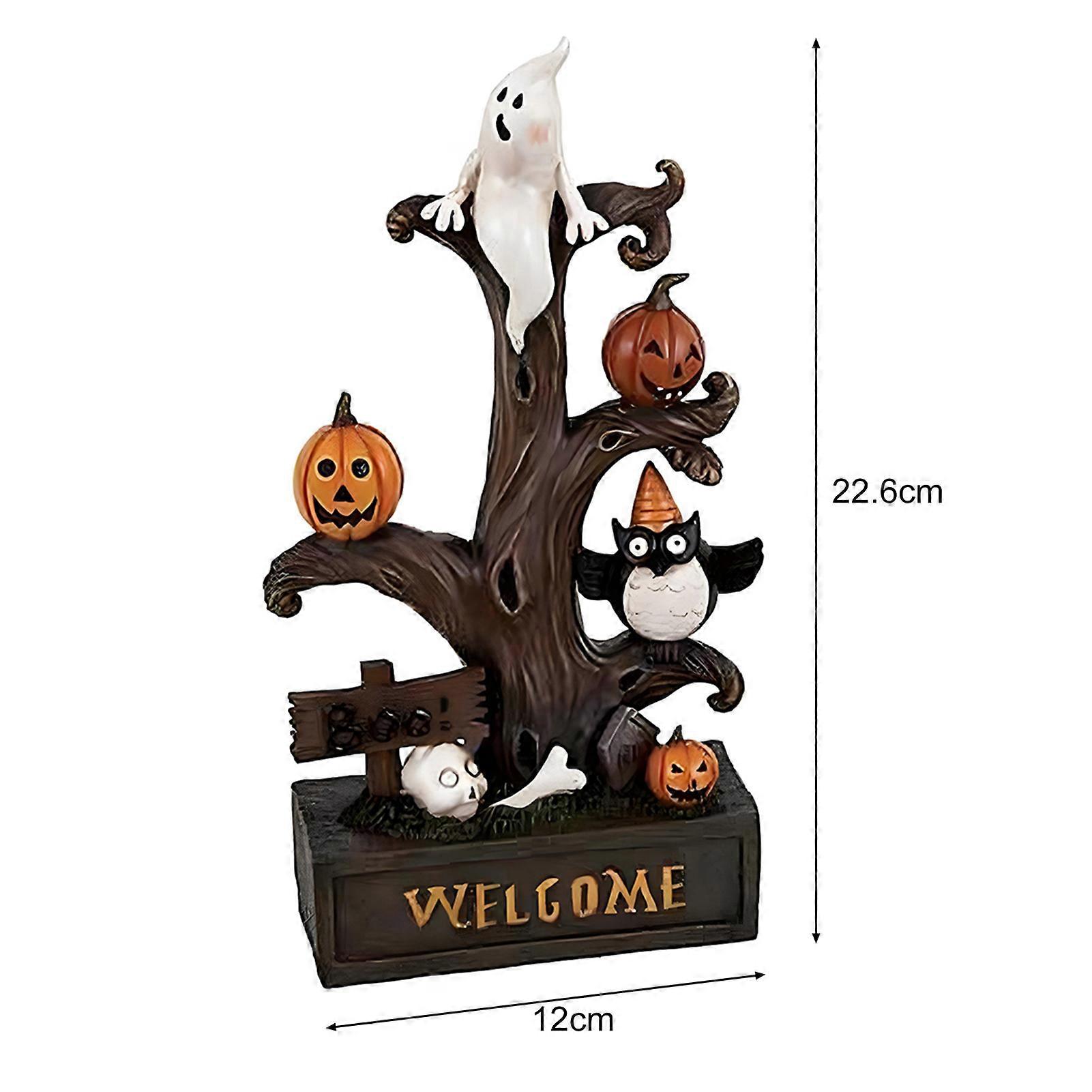 Halloween Decoration Pumpkin Ghost Tree Light Statue Resin Stump Branch ...