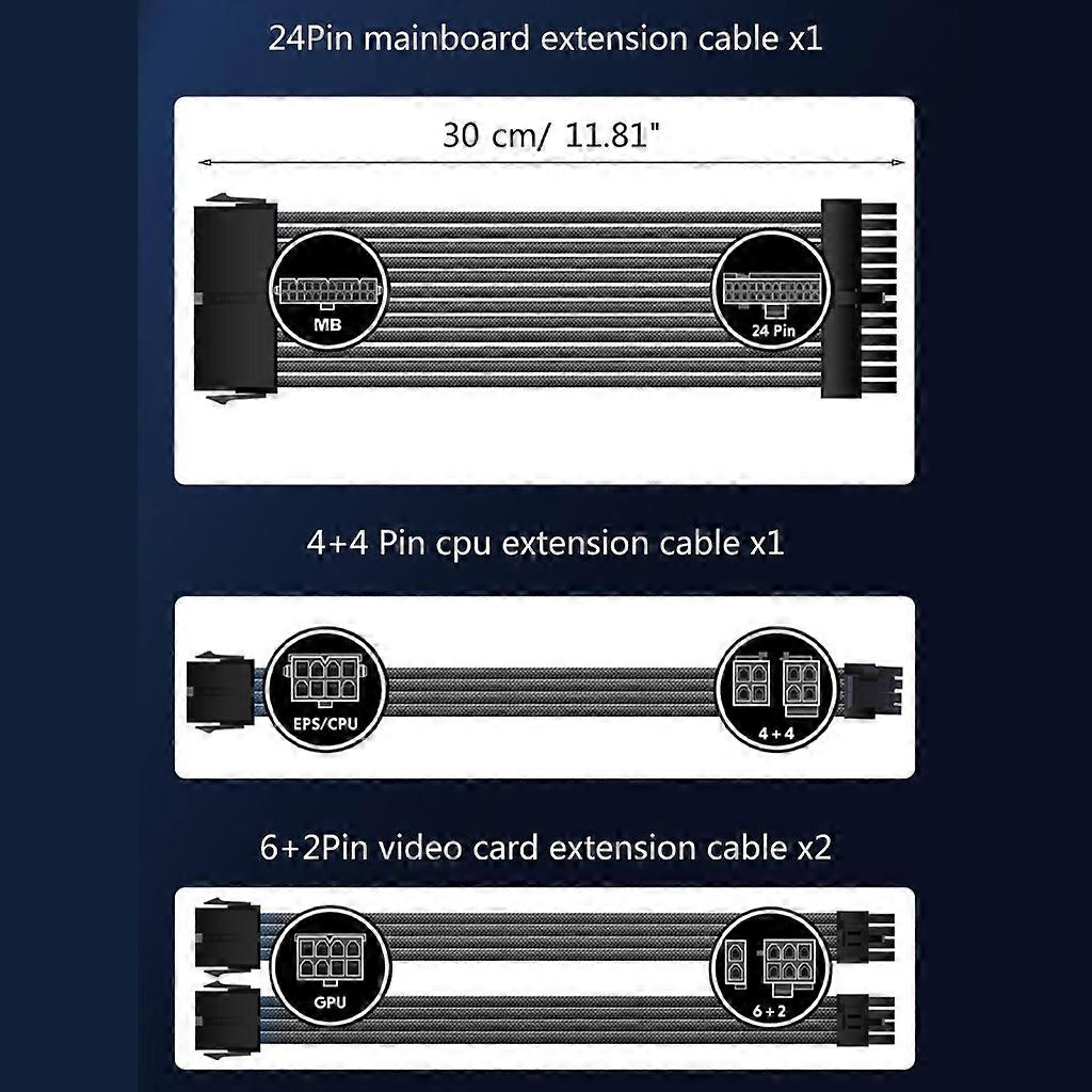 Computer PSU Atx Power Extension 1x24Pin, 4+4(8Pin) CPU EPS, PCIE 6+2P ...