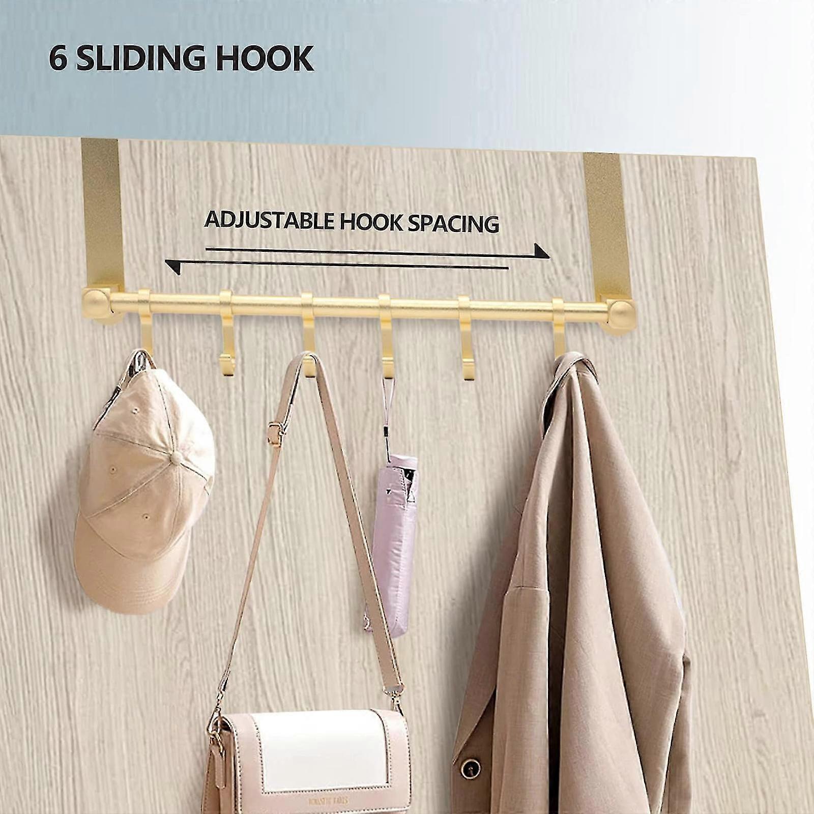 Over The Door Hooks, Over Door Towel Racks With 6 Adjustable Hooks For ...