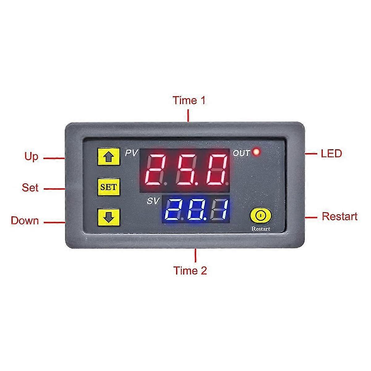 2pcs Timer Delay Relay Dc12v 20a 240w Programmable Cycle Timer Switch On-off Led Digital Display ...