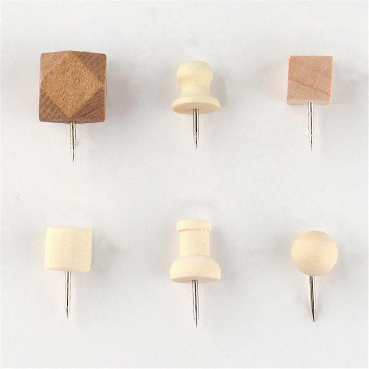 130 Wooden Push Pins Geometric Shape for DIY Craft Supplies Apparel ...