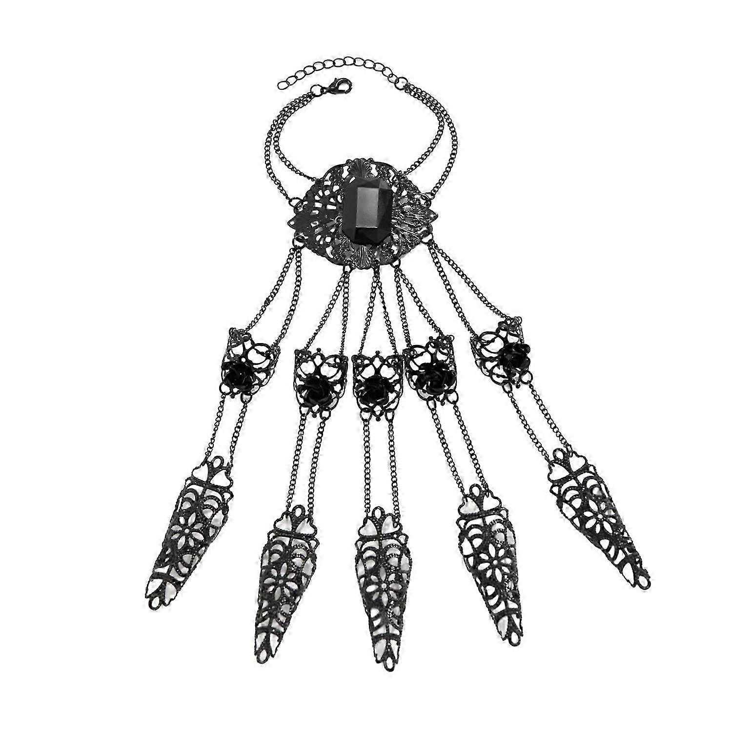 Gothic Ghost Finger Bracelet Punk Nail Chain Ring Bracelet Adjustable ...