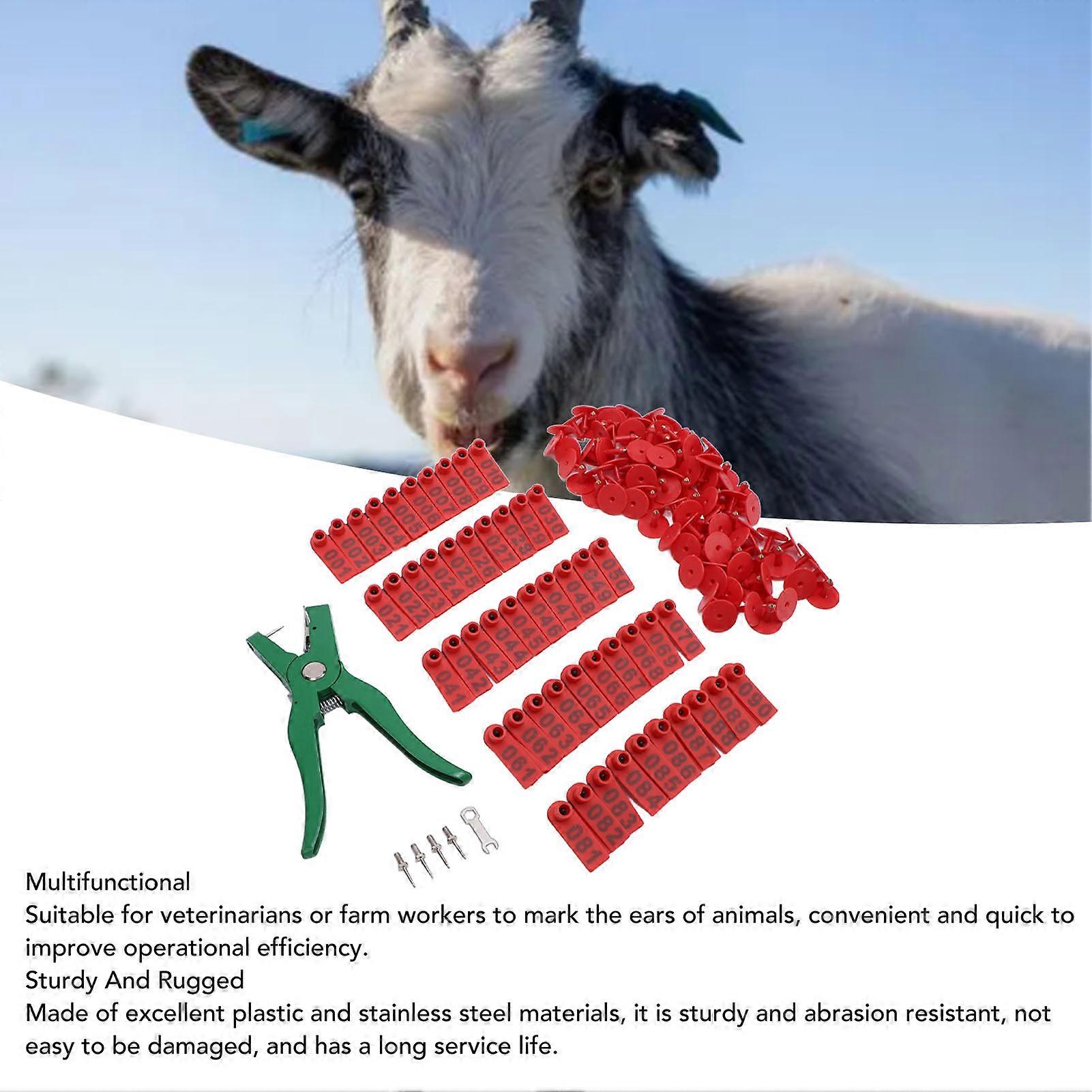 Livestock Ear Tag Applicator Kit Green Cattle Tagger with 2 Needles ...