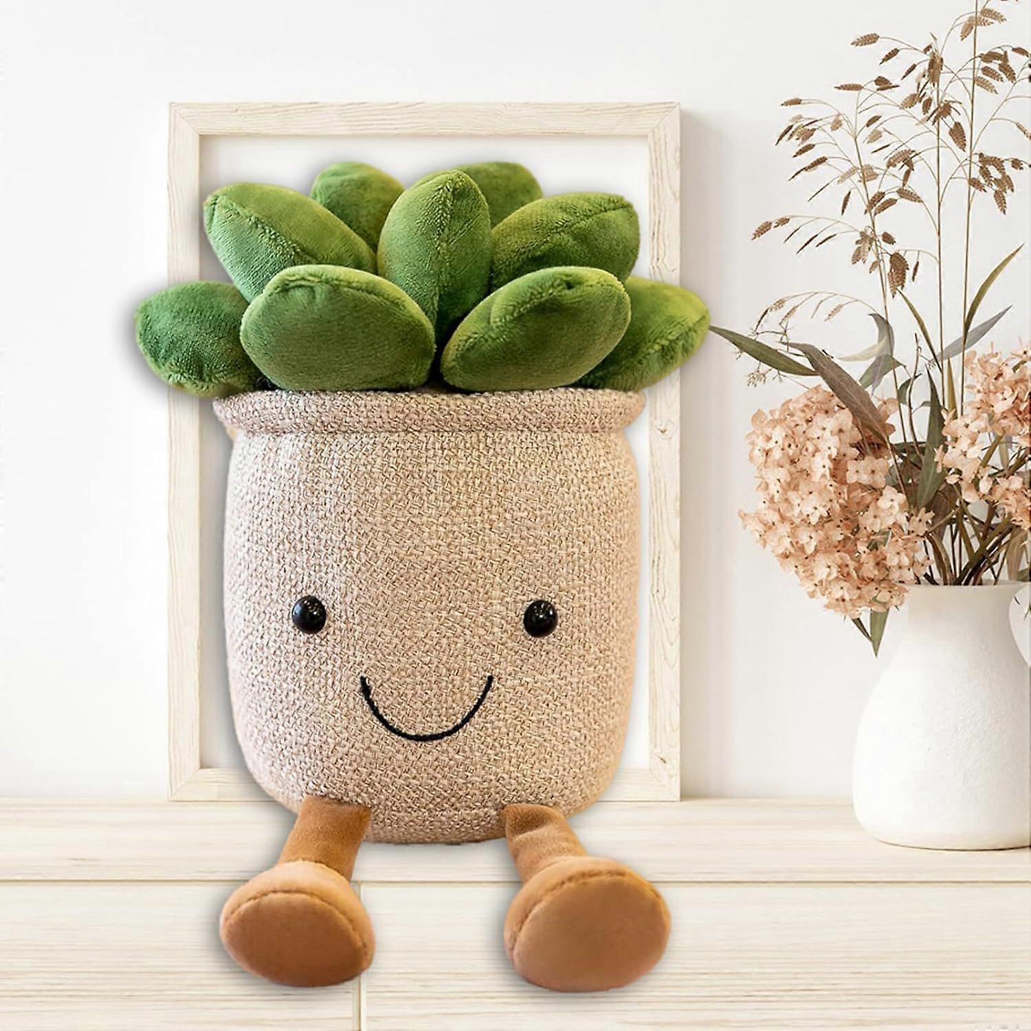 Plush Toy Cute Soft Plants Stuffies Toys Smiling Face Room Decoration Toy Potted Fluffy Doll ...