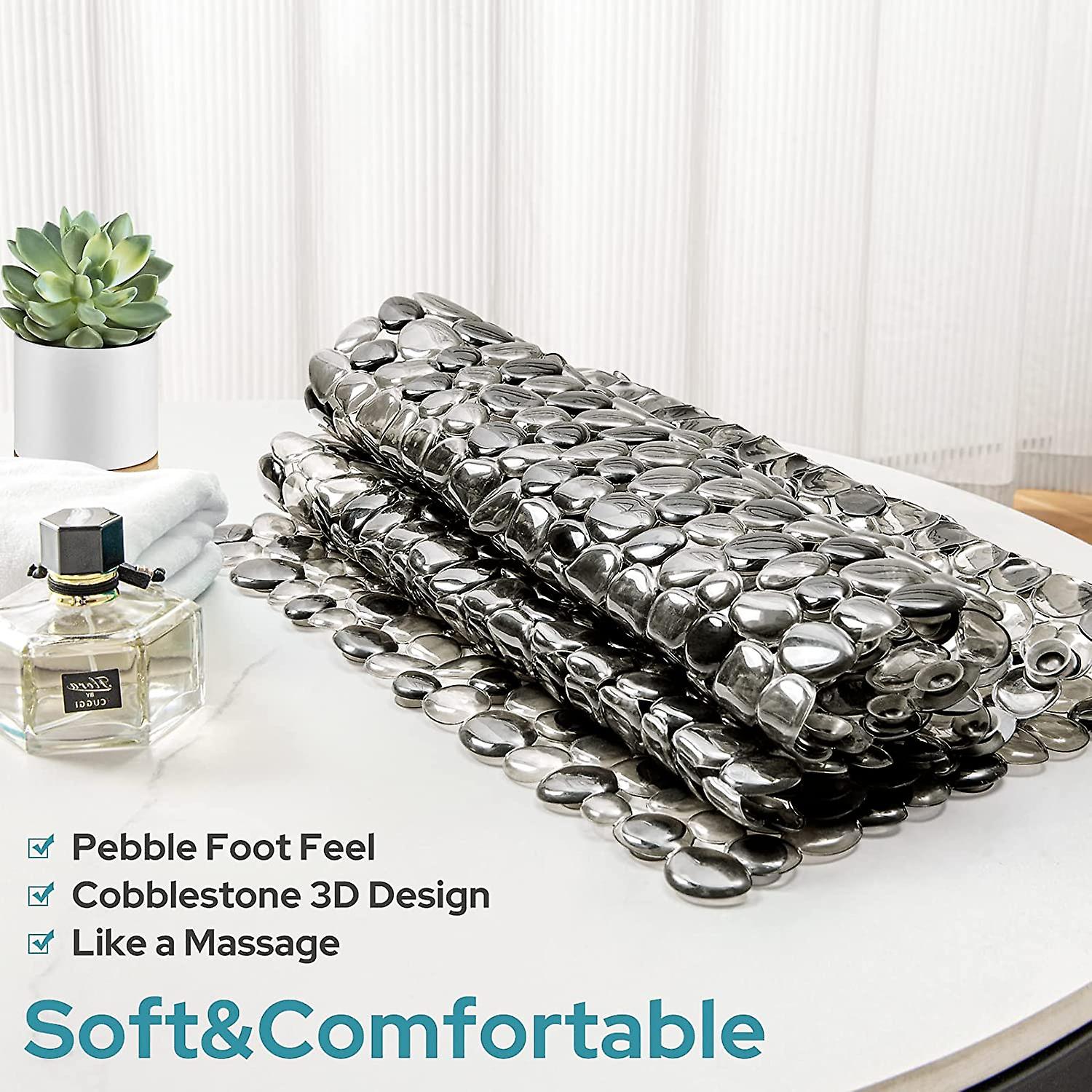 Pebble Shower Mat, Non Slip And Machine Washable Bath Tub Mat,35x16 ...