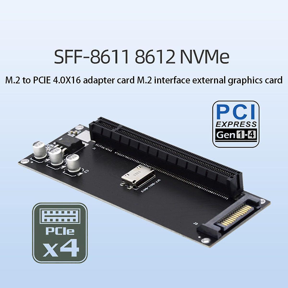 Moderkort SFF-8611 8612 NVMe M.2 SSD till PCIe 4.0 X16 Adapter ...