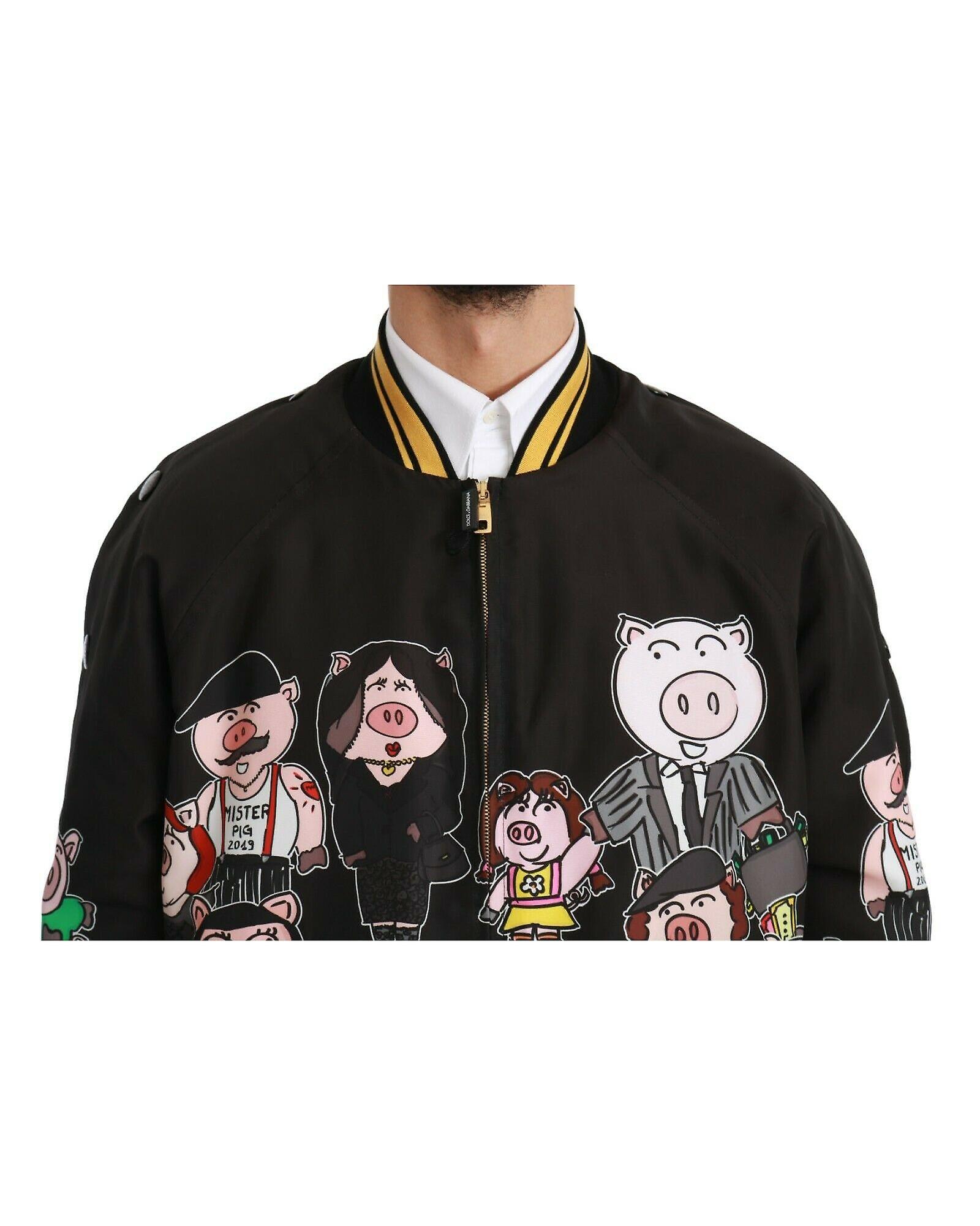 Dolce & Gabbana Men's Piggy Print Bomber Jacket - Black | Fruugo UK