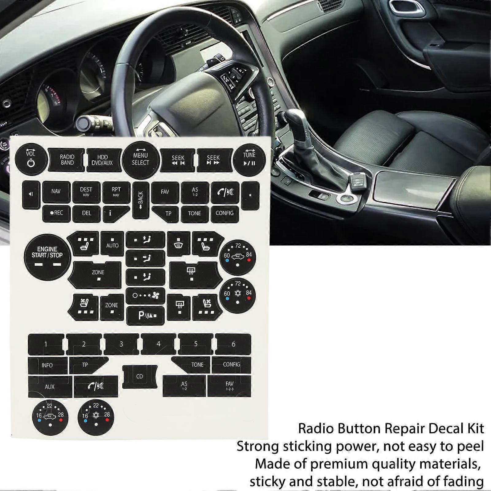 Car Interior Button Repair Decal Set Door Lock Button Decals Stickers ...