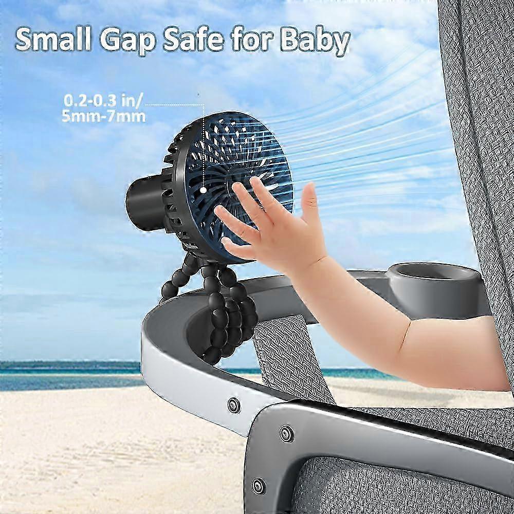 Stroller Fan with 3 Speeds USB Battery Powered Safe Stroller Cooling ...