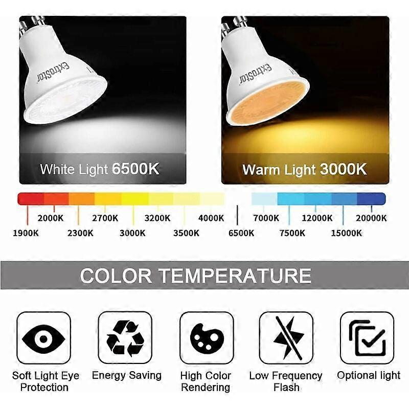 Set of 5 GU10 LED bulbs 6W (equivalent to 60 W), Cool White 6000K 500 ...