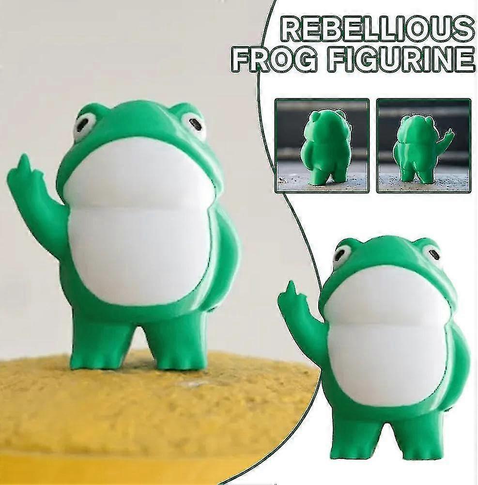 Rebellious Frog Figurine, Cute Frog Garden Statue, Middle Finger Frog ...