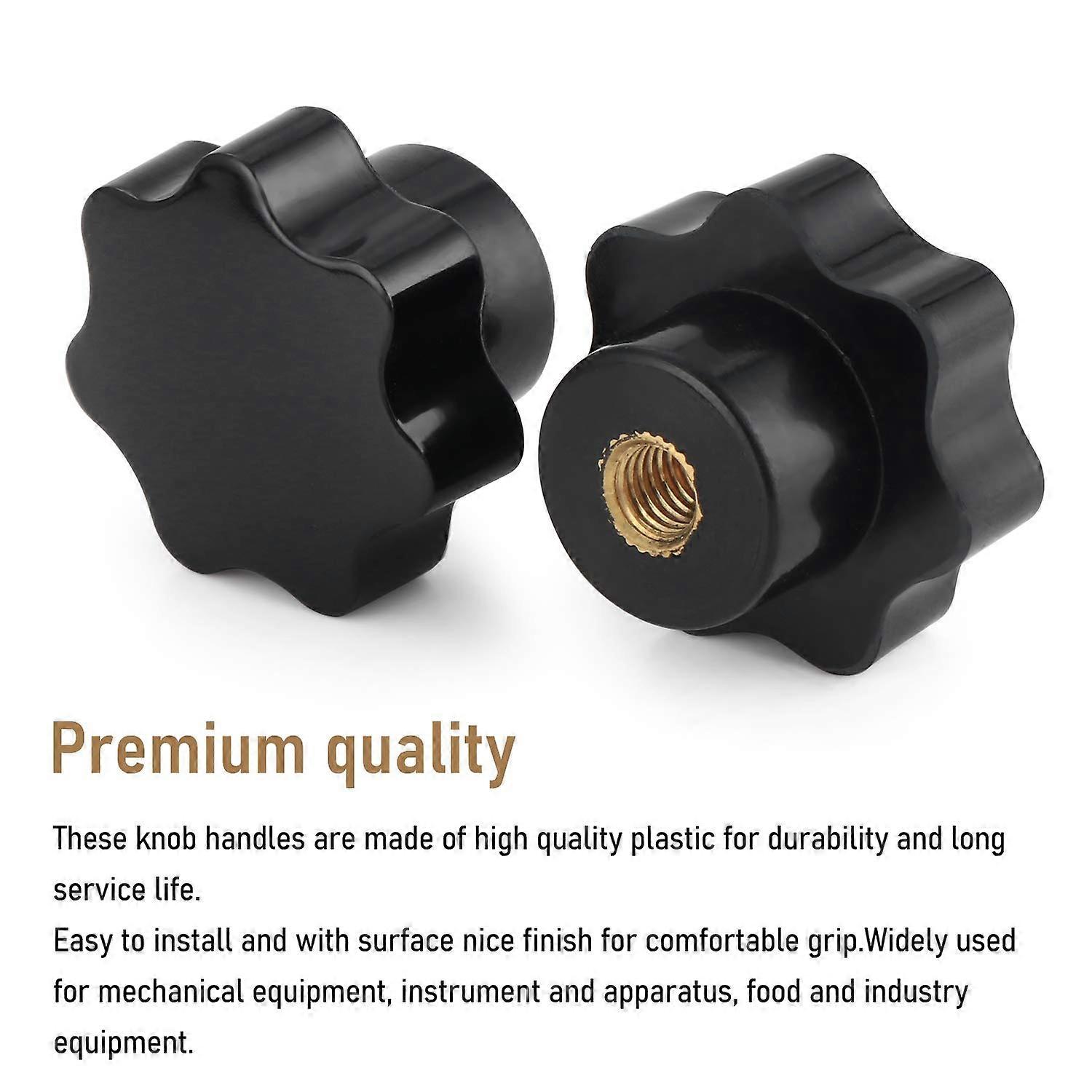 Set of 10 M6 Female Thread Clamping Knobs Black Plastic Star Shape Grip ...