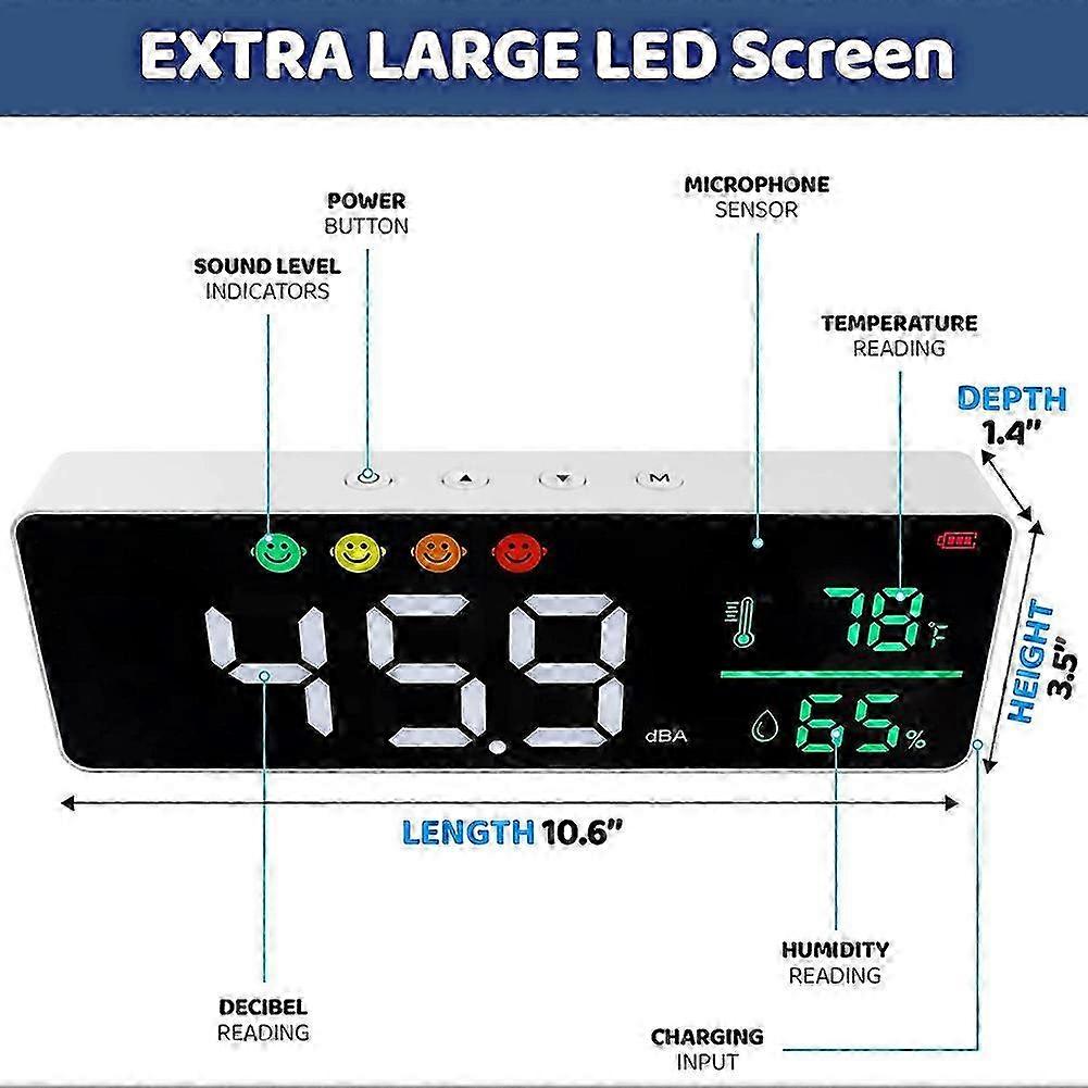 3-In-1 Meter Sound Level Reader+Humidity & Temperature, Classroom Noise ...
