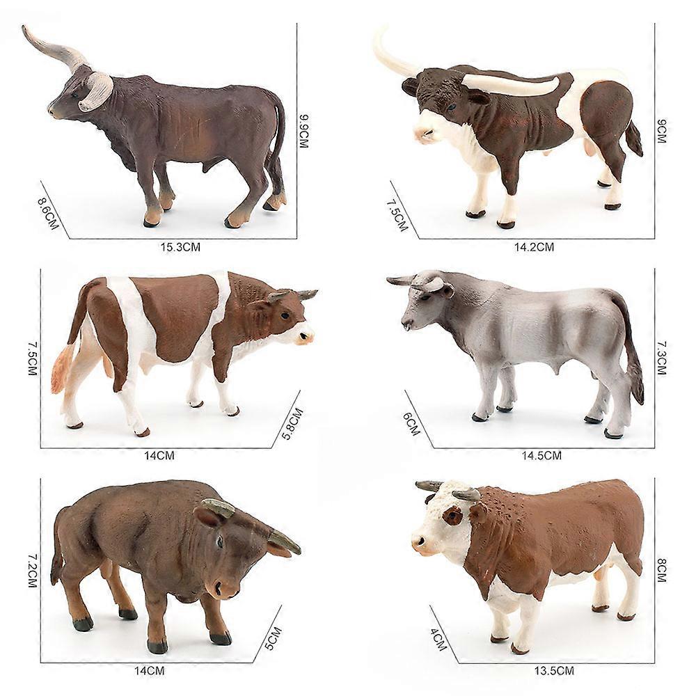 Mini Farm Animals Cattle Figures Set PVC Cow Bull Figurines Model ...
