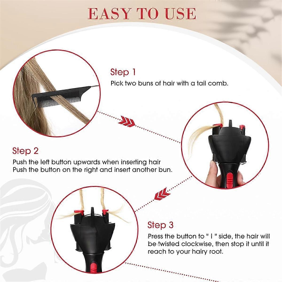 Automatic Braid & Rat Tail Comb Set Automatic Hair Twister Automatic ...