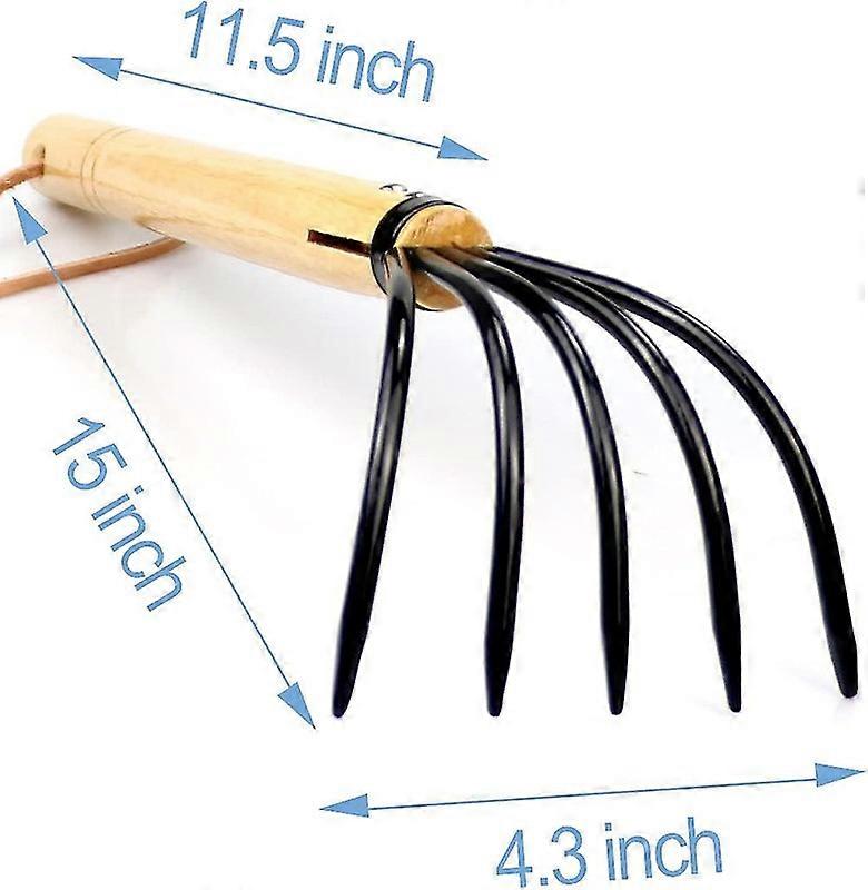 38 Garden Claw Rake | Military Grade Steel 5 Teeth And Premium Wood ...