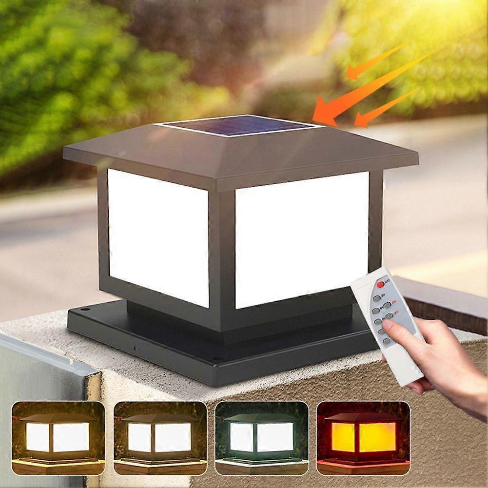 Timed LED Solar Pillar Light Waterproof Solar Lights Outdoor Remote ...
